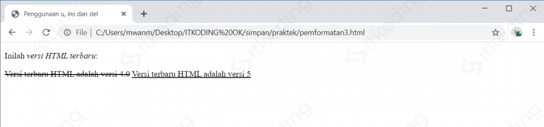 Pemformatan Teks Pada HTML : Fungsi Tag b, i, u