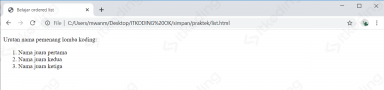 Cara Membuat List pada HTML : Fungsi Tag ol, ul, li