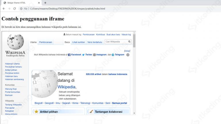 Cara Membuat iframe Pada HTML : Fungsi Tag iframe