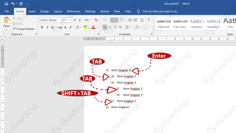 Membuat Daftar Bertingkat (Multilevel List) di Word