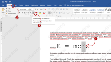 Cara Membuat Pangkat di Word dengan Superscript & Subscripr