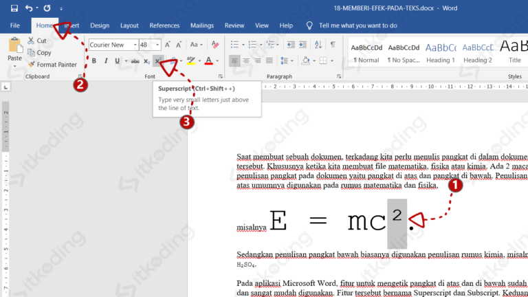 Cara Membuat Pangkat di Word