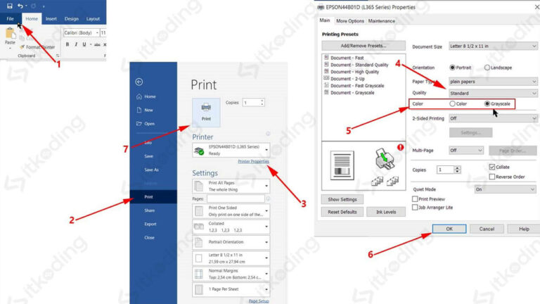 Mencetak / Print Hitam Putih di Word Secara Cepat