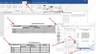 Mengubah Warna, Style & Ukuran Garis (Border) Tabel di Word