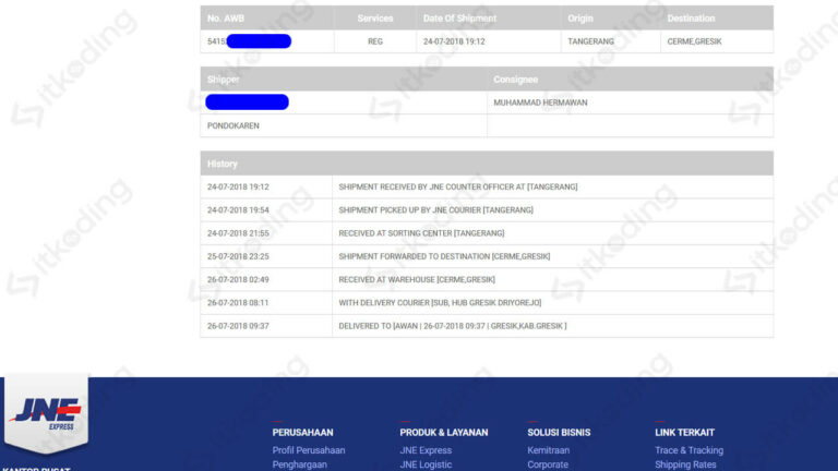 Arti Istilah pada Status Pengiriman JNE Paling Lengkap
