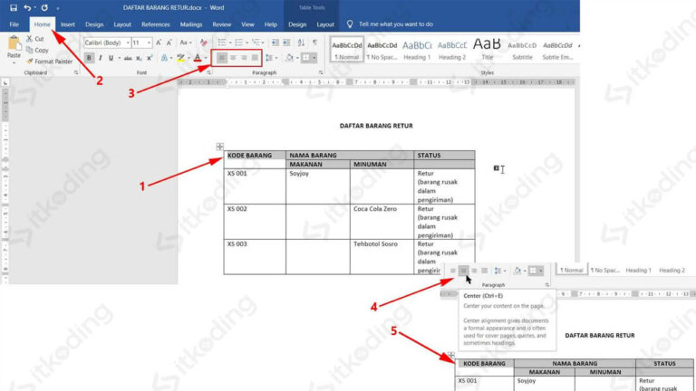Mengatur Perataan Teks di Tabel MS Word Secara Horizontal & Vertikal