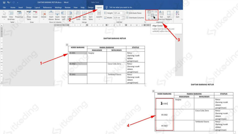 Mengatur Perataan Teks di Tabel MS Word Secara Horizontal & Vertikal