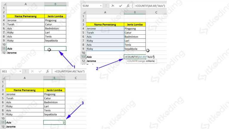 Rumus COUNTIF Excel (Cara Menggunakan & Contoh Fungsi COUNTIF)