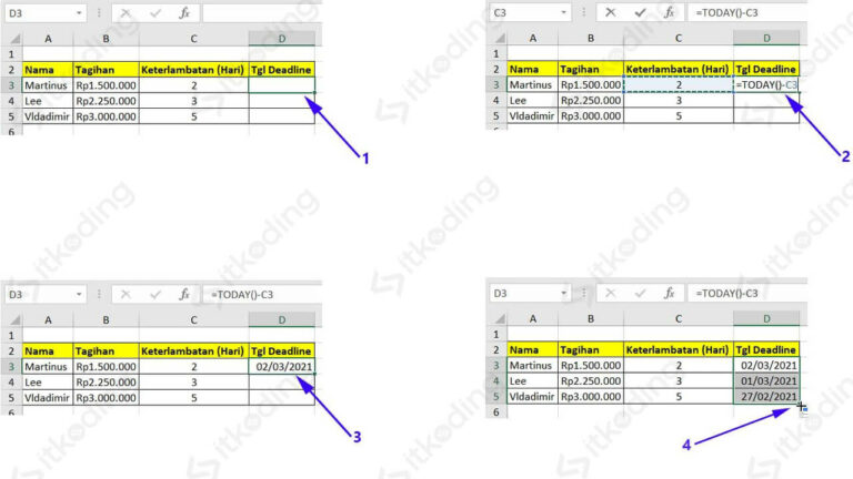 Fungsi TODAY di MS Excel (Cara dan Contoh Rumus TODAY)