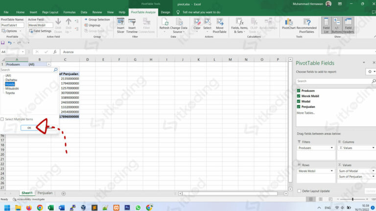 Cara Filter dan Mengupdate Data Pivot Table Excel