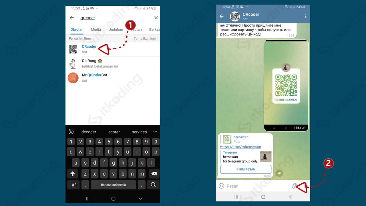 2 Cara Scan Barcode QR Code Telegram