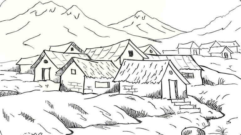 30 Sketsa Gambar Pemandangan Alam yang Simple Mudah Ditiru