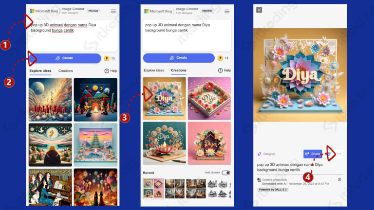 VIRAL! Cara Membuat Bing Image Creator Nama Pop Up 3D